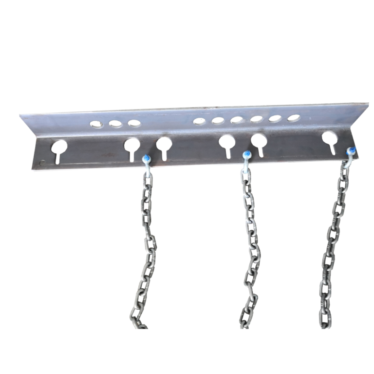 Three Chain Pipe Support Bracket with Chains and Shackles